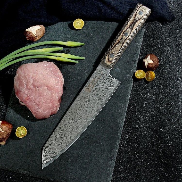 Asien Damast Küchenmesser, Pakka Holz Griff, superscharf! | Kaufen auf ...