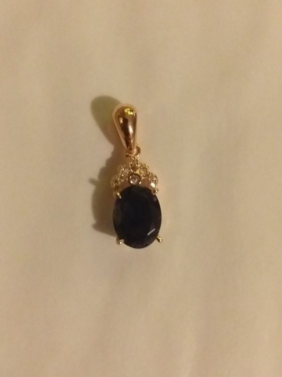 Silberanhänger 925 vergoldet mit Saphir | Kaufen auf Ricardo