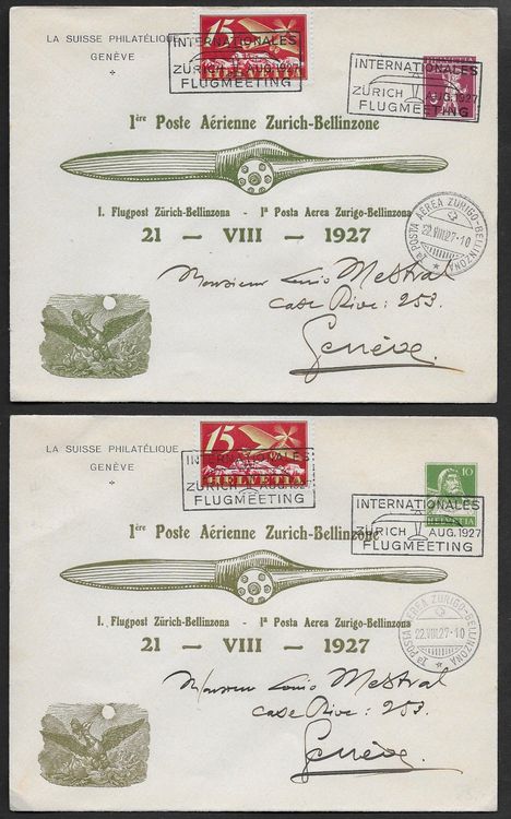 1927 GS zwei Briefe illust. Zürich-Bellinz. verschien ab 1.- (Gebraucht ...