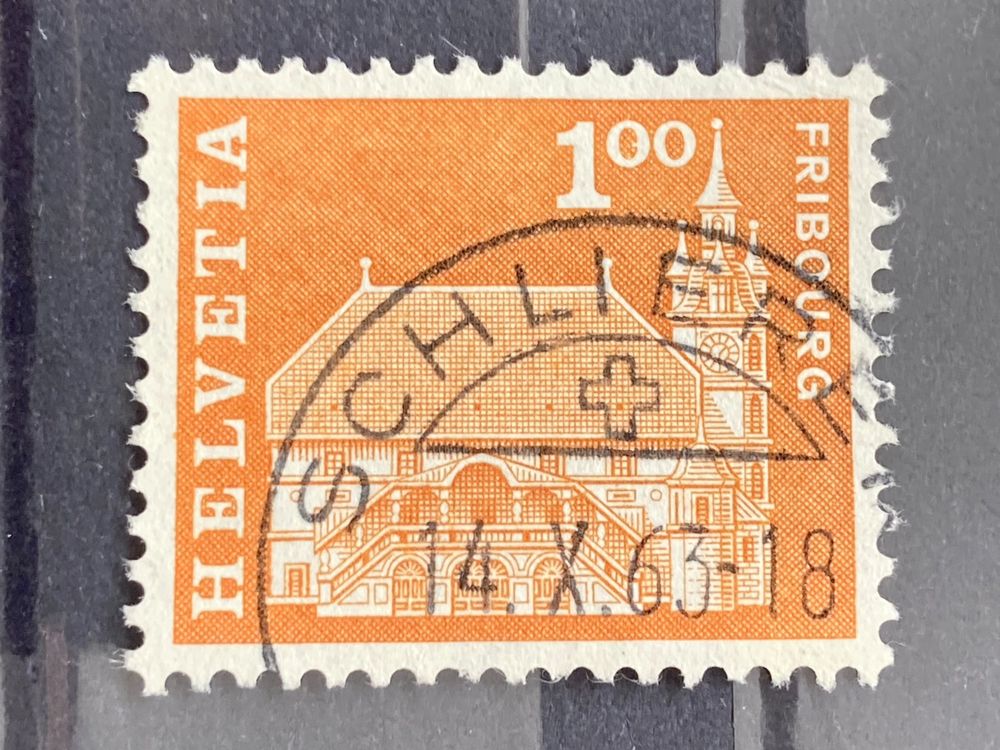 Schweiz 1963 Fribourg 100 Vollstempel SCHLIEREN 14.X.63 (Gebraucht) in Liestal für CHF 1 – mit ...