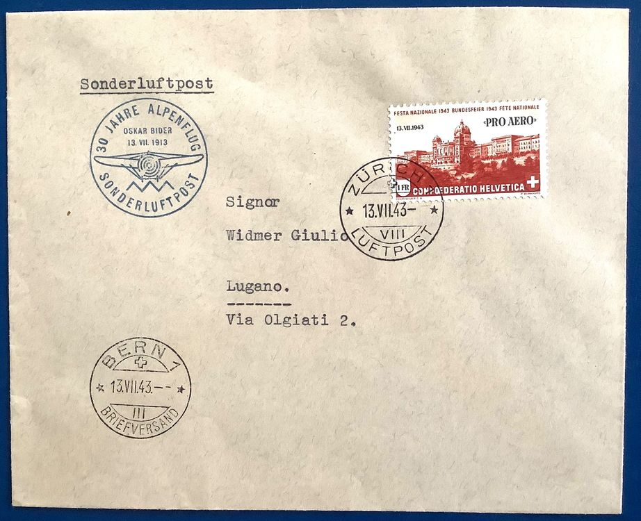 1943 Pro Aero Sonderflug - Zürich- Bern (Gebraucht) in Liestal für CHF 4 – mit Lieferung auf ...