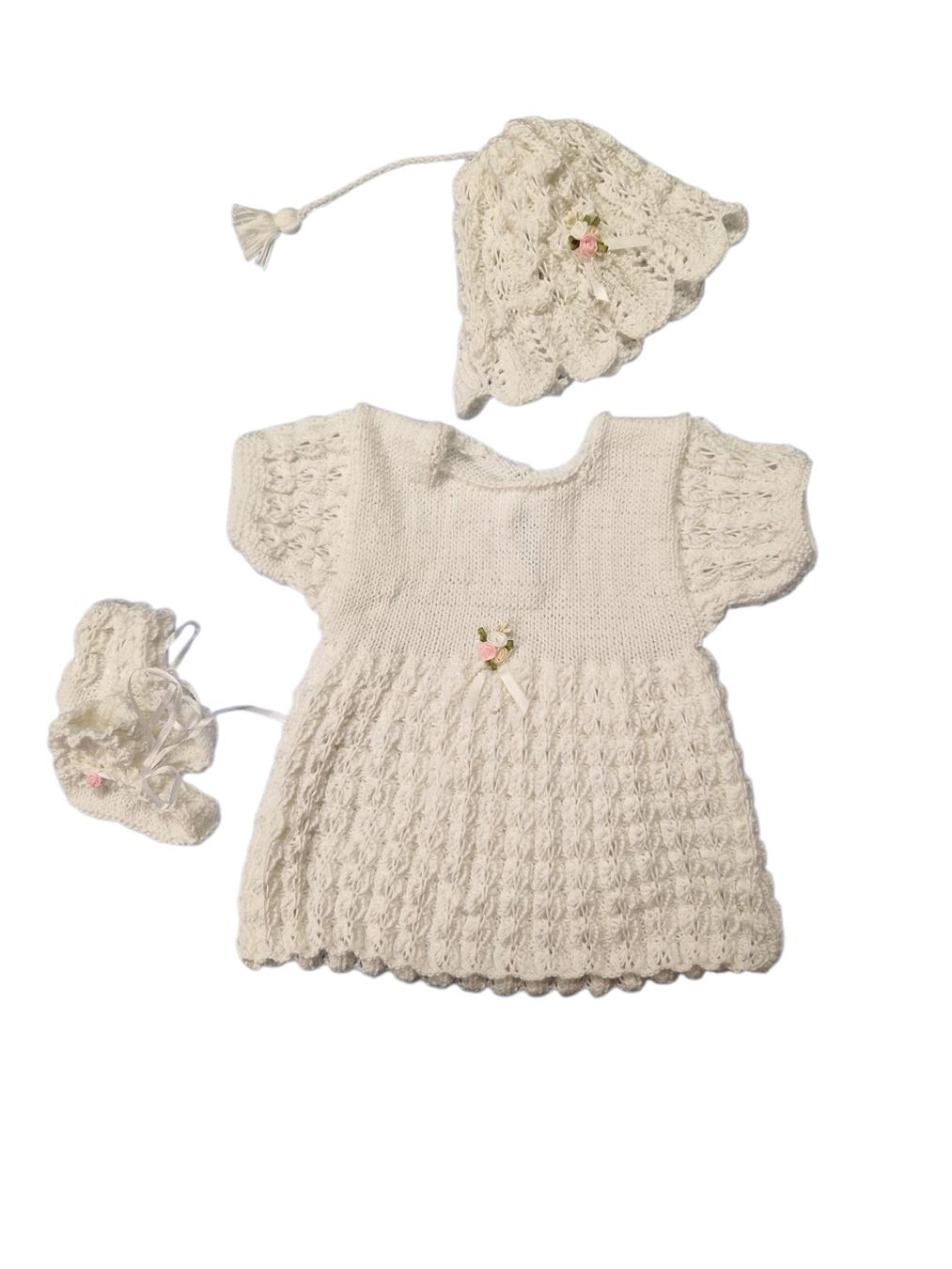 Ensemble robe bébé 100% coton 3 pcs. Fait main Unique (Neuf avec ...
