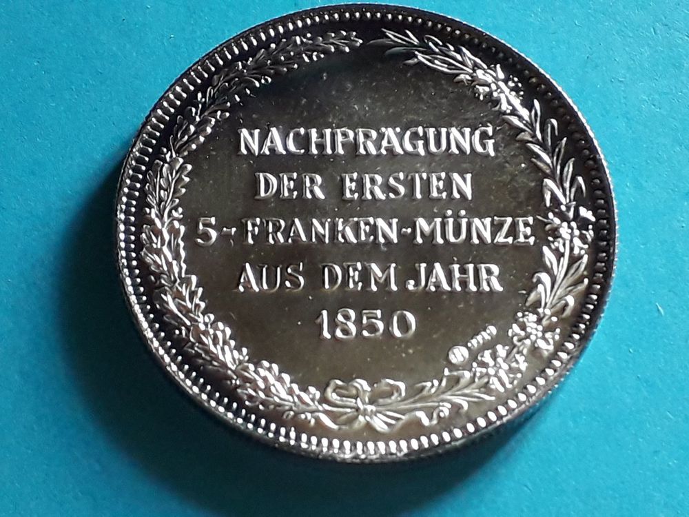 1 Unze Silber Helvetia Taler * Erster Fünfliber Nachprägung (Gebraucht) in Aeschi b. Spiez für ...