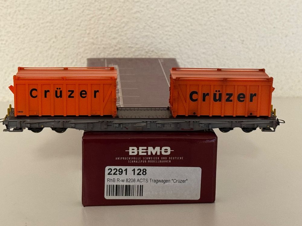 Bemo H0m RhB R-w 8208 ACTS Tragwagen Crüzer Pirovino Finish (Neu ...