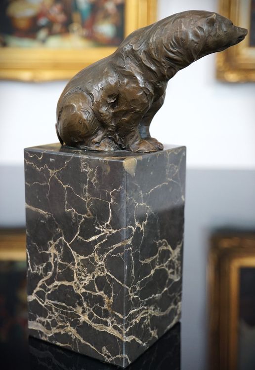 BRONZE FIGUR SKULPTUR PUTZIGER EISBÄR SIGNIERT MILO (Gebraucht) in ...