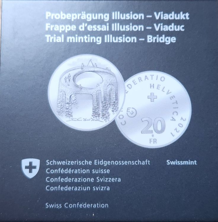 *PROBE/ESSAI* 20 Franken "Illusion Viadukt" 2021/nur 500 Ex. (Neu und originalverpackt) in ...