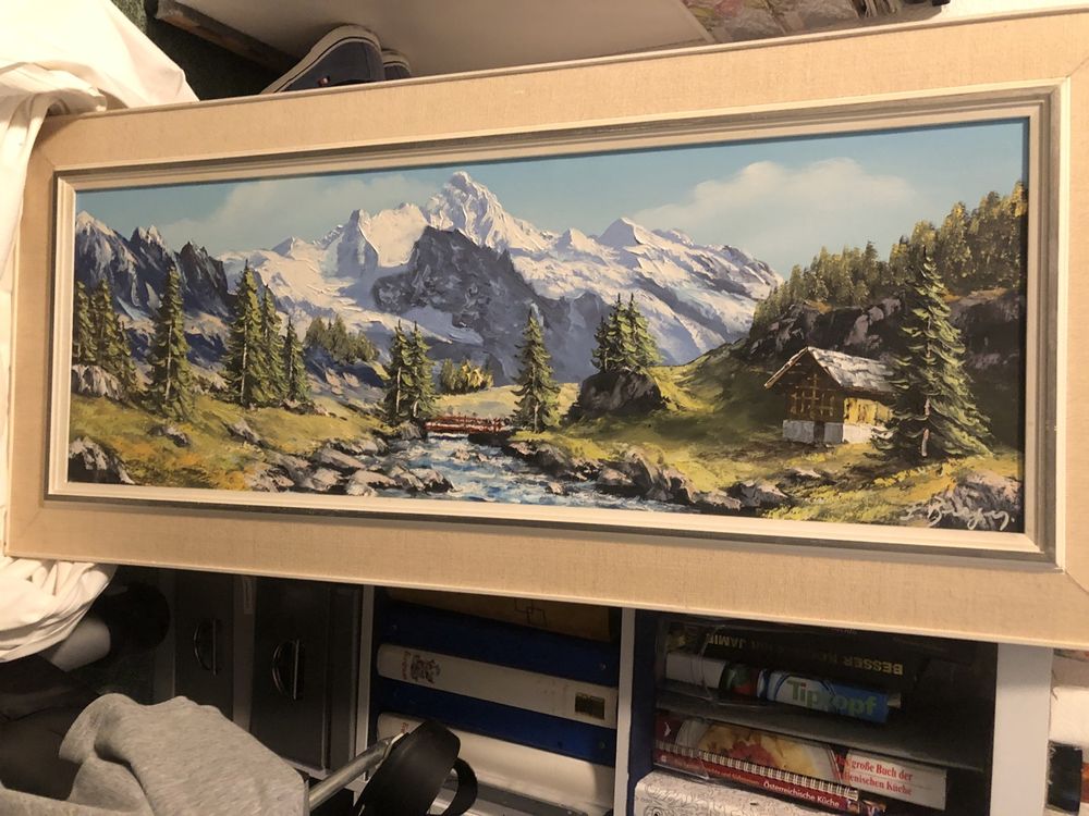 Ölgemälde Berglandschaft Chalet signiert gerahmt (Gebraucht) in Tuggen für CHF 700 – nur ...