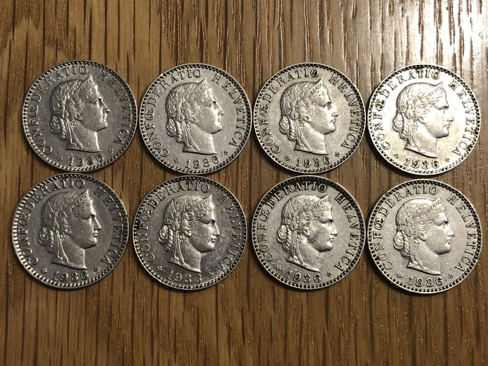 20 Rappen 1936 Total 8 Stück (Gebraucht) in Fieschertal für CHF 5 – mit Lieferung auf Ricardo kaufen