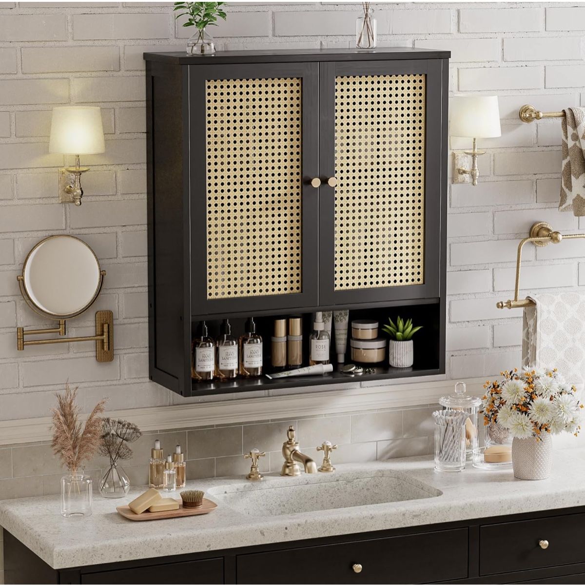 Armoire Murale de Salle de Bain en Bambou avec 2 Portes (Neuf avec ...