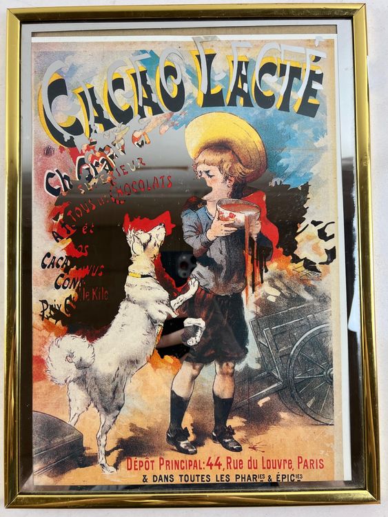 Cacao Lacte von Lefevre Vintage französisches spiegelPlakat (Gebraucht ...