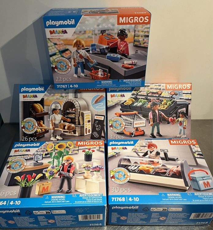 5 verschiedene Playmobil MANIA Migros (Neu und originalverpackt) in Adetswil für CHF 65 – mit ...