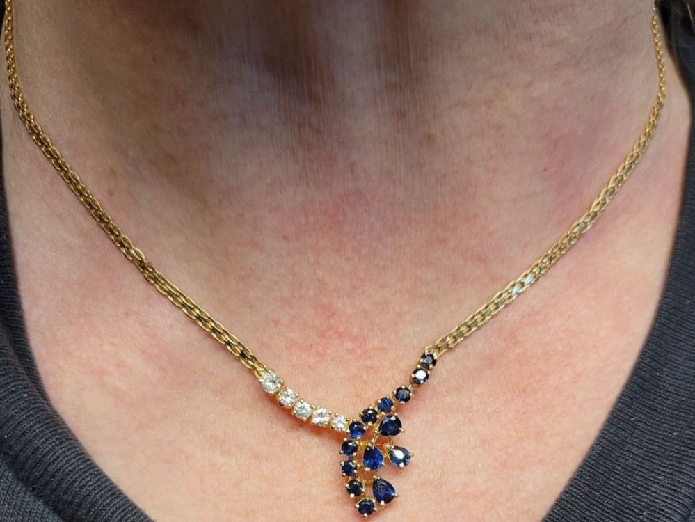 Kette 585 14 Karat Gold 1.10ct Diamanten & Saphire 100%ECHT | Kaufen auf Ricardo