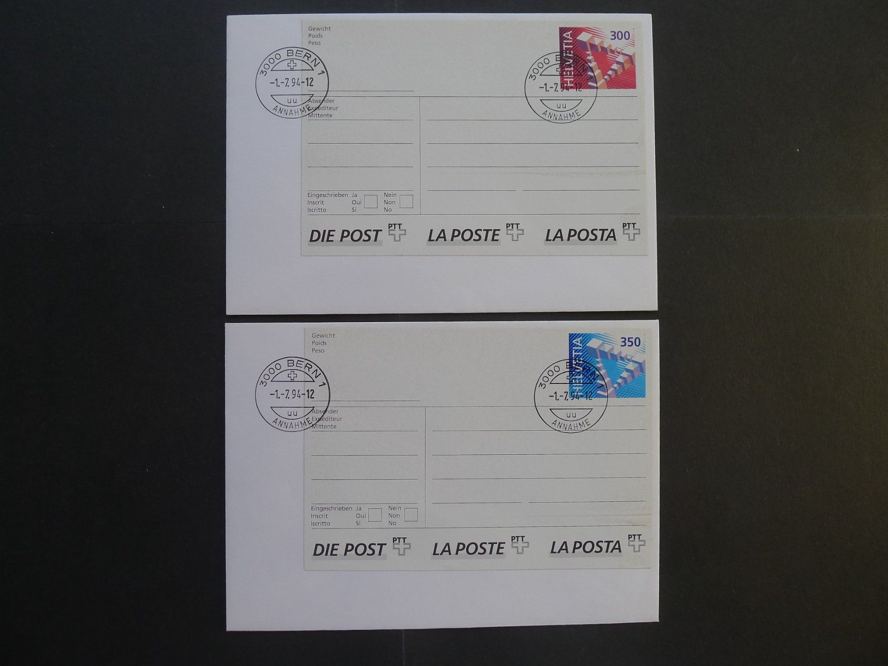 1994 Nr. AK1+AK2 Vorfrankierte Etikette mit ET ab Fr. 1.- (Gebraucht ...