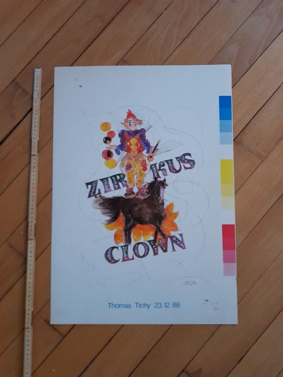 Druckbogen Plakat Zirkus Clown Thomas Tichy 1988 (Neu (gemäss ...
