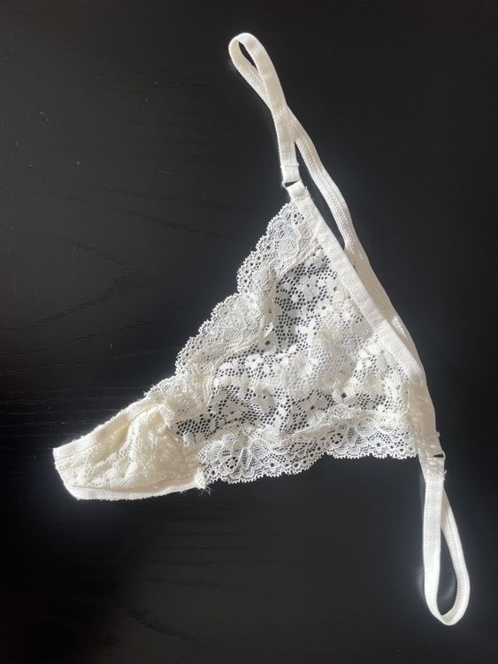 creme-weisser Damen Spitzen Tanga String Slip Gr. M | Kaufen auf Ricardo