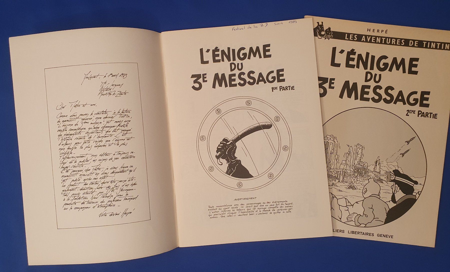 Tintin - L'Énigme du 3e Message, 1ere+2eme Partie, 1986/88 (Neu (gemäss ...