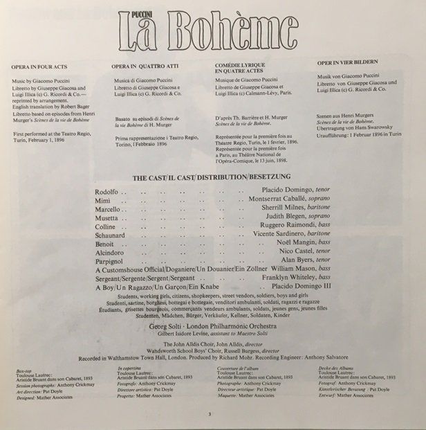 Puccini – La Bohème (2 LP-Box-Set, Domingo/Caballé - Solti) (Gebraucht ...