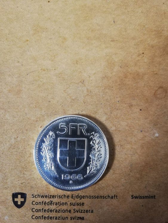 5 Franken Silber 1966 Schweiz (Gebraucht) in Bex für CHF 8.5 – mit Lieferung auf Ricardo kaufen