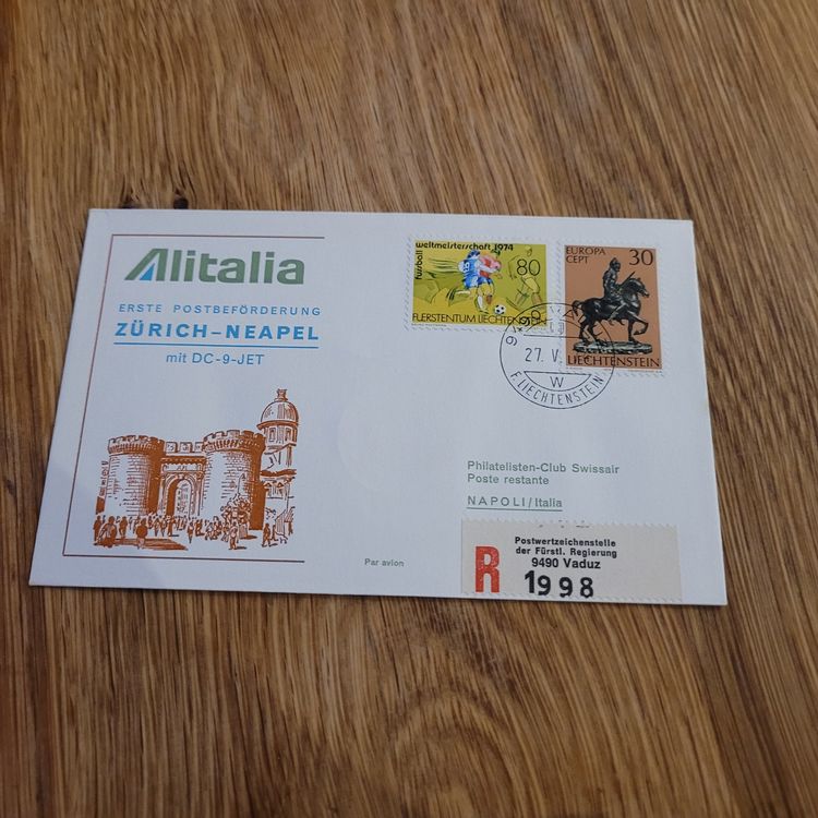 Luftpost Alitalia Zürich - Neapel 1974 Vaduz (Gebraucht) in Biel/Bienne für CHF 1 – mit ...
