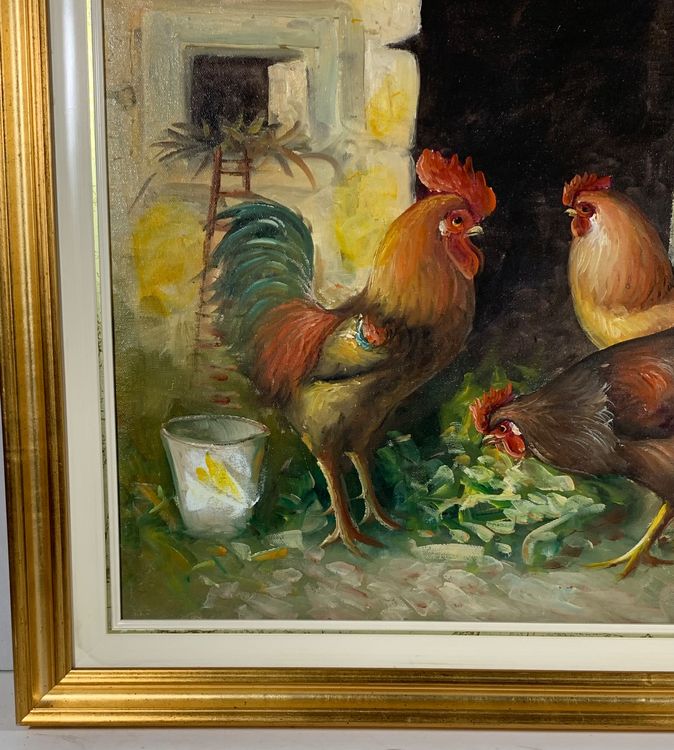 Grosses Gemälde Hühner im Stall Unleserlich Signiert (Gebraucht) in Root für CHF 60 – mit ...