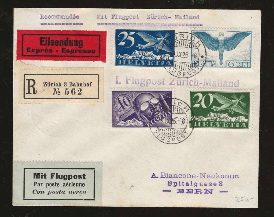 R-Express Flugpost Brief - Mailand (Gebraucht) in Gümligen für CHF 24.5 – mit Lieferung auf ...