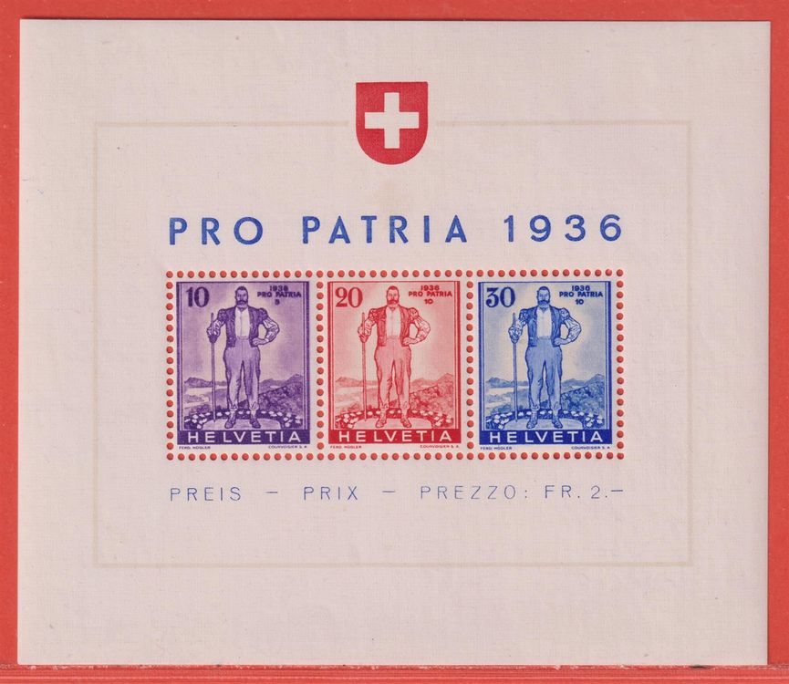 1936 Pro Patria Block W8 postfrisch ** (Gebraucht) in Sarmenstorf für CHF 20 – mit Lieferung auf ...