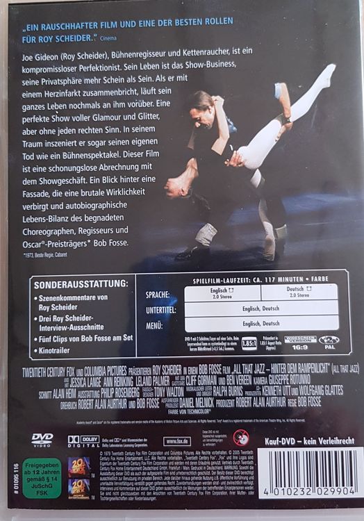 All That Jazz. Roy Scheider, Jessica Lange (DVD) 1979 (Gebraucht) in ...