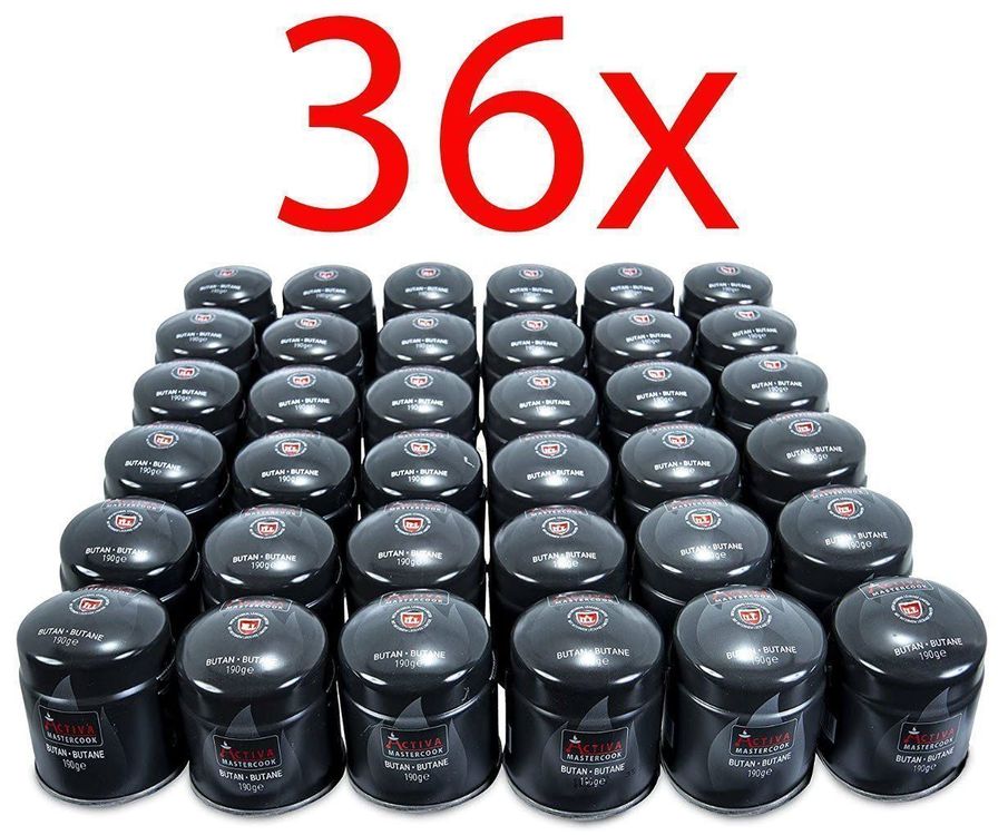 36 Gaskartuschen Campingkocher 190g Gaskocher Gasgrill Butan (Neu und originalverpackt) in ...