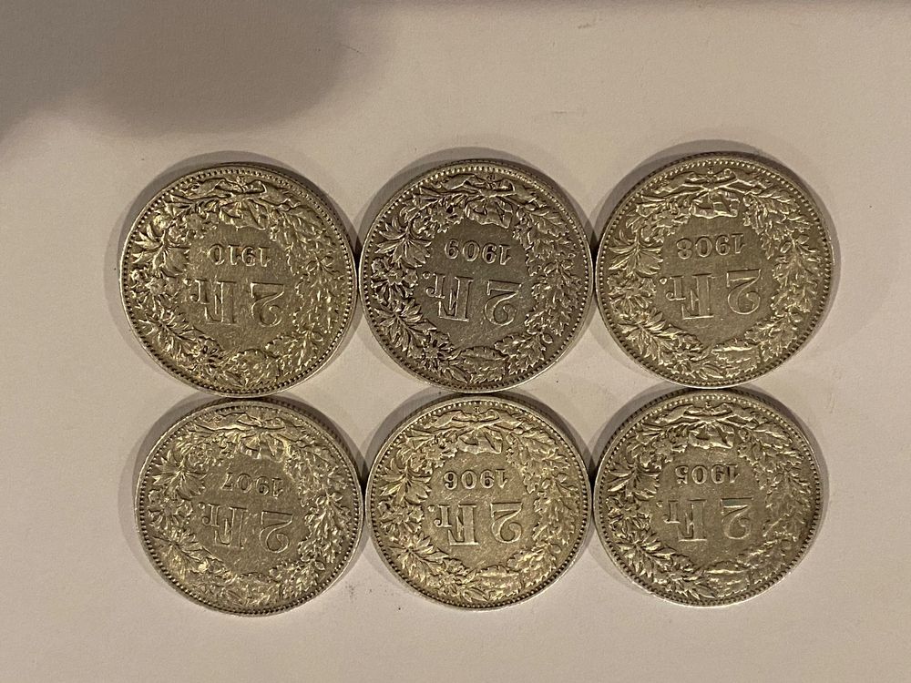 6 Stk 2.- 1905-1910 über 100 J.Alt (30) (Gebraucht) in Ballwil für CHF 51 – mit Lieferung auf ...