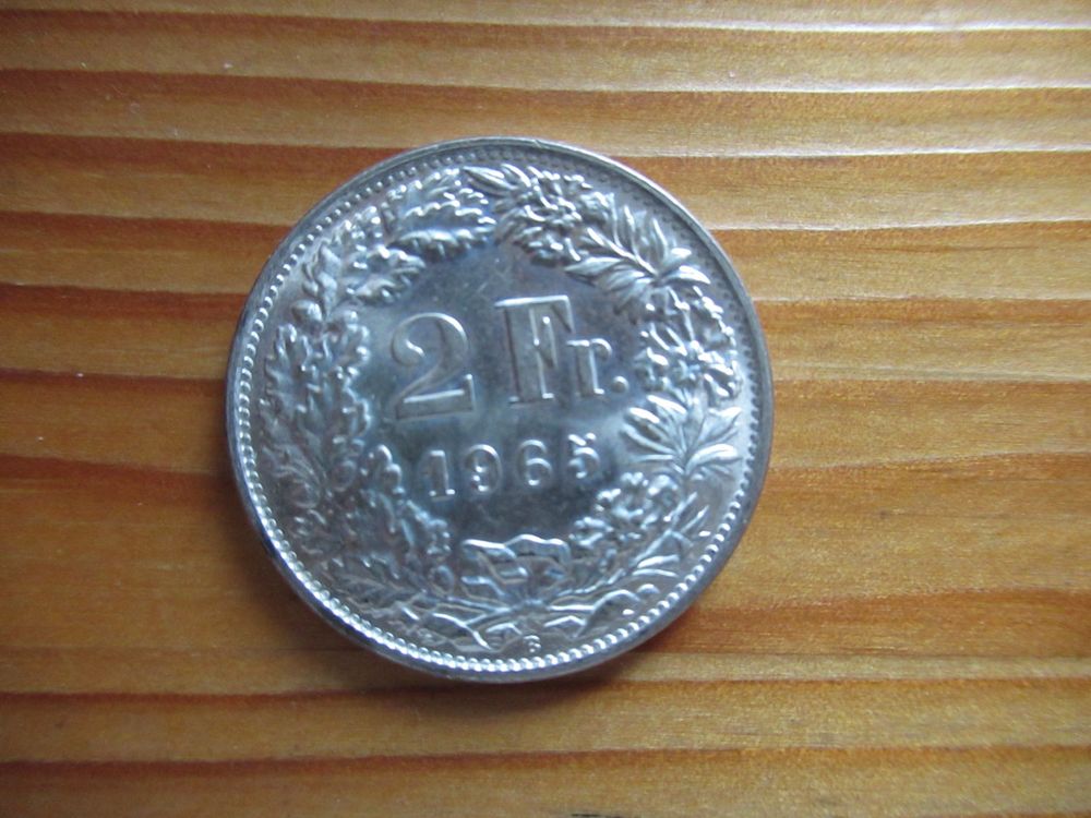 2 FR. SILBERMÜNZE 1965 UNZIRKULIERT (Neu (gemäss Beschreibung)) in Moosseedorf für CHF 10 – mit ...