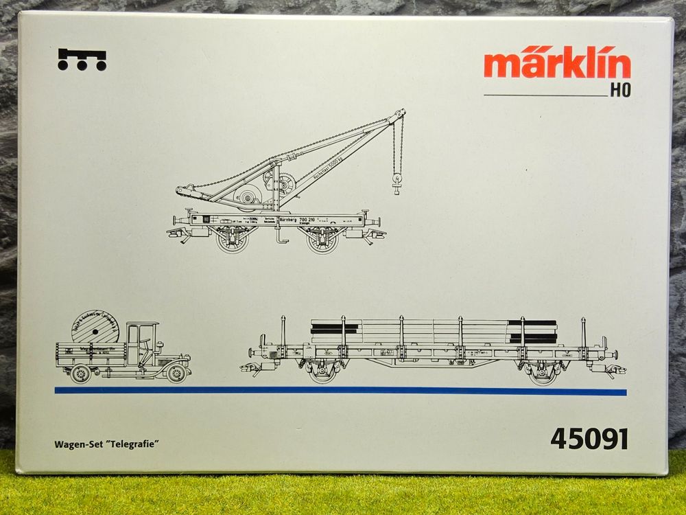 Märklin 45091 _ 3 tlg. Wagen Set _ Telegrafie _ OVP Spur H0 (Gebraucht ...