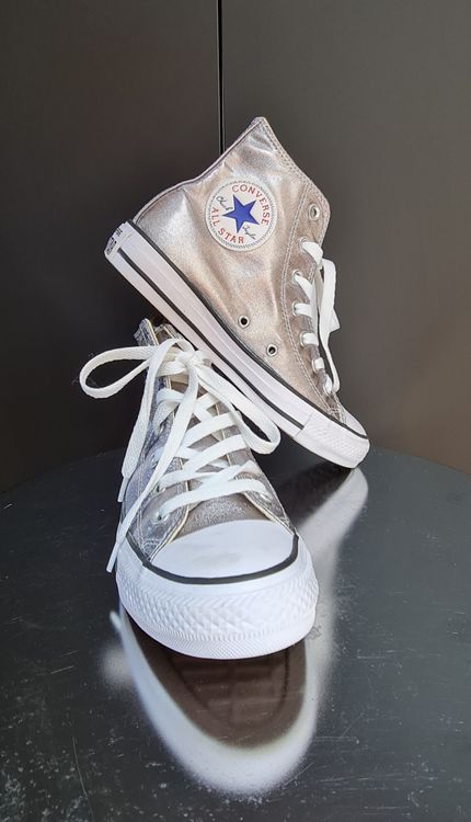 Converse CHUCK TAYLOR ALL STAR SILVER Metallic High Top NEW (Neu und ...