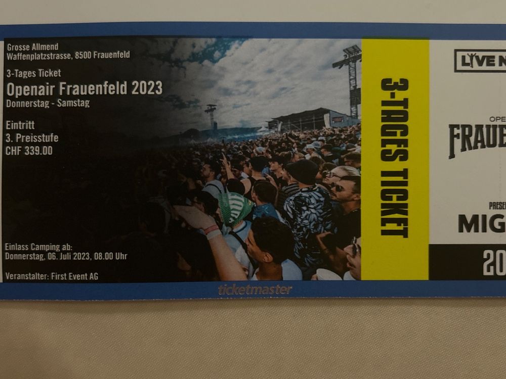 3 Tages Ticket OPENAIR FRAUENFELD | Kaufen auf Ricardo