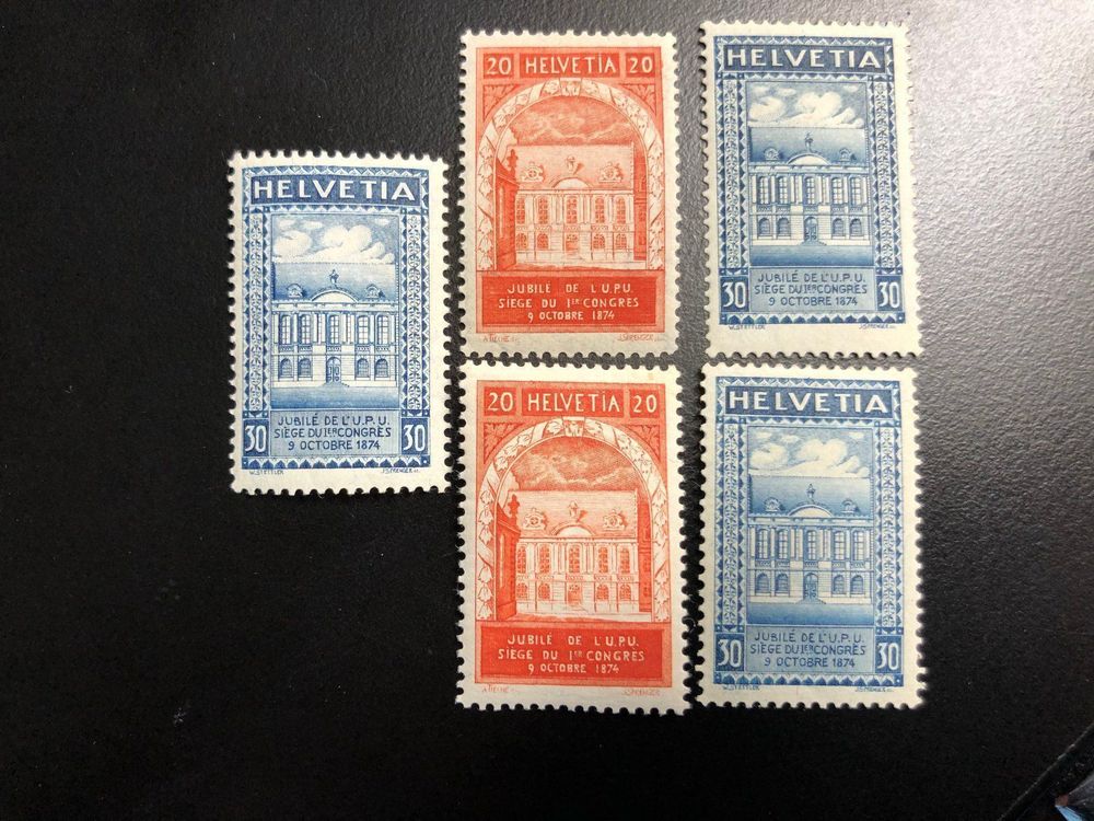 5 timbres neufs* 50 ans de l'U.P.U. 1925 (D'occasion) à Charmey ...
