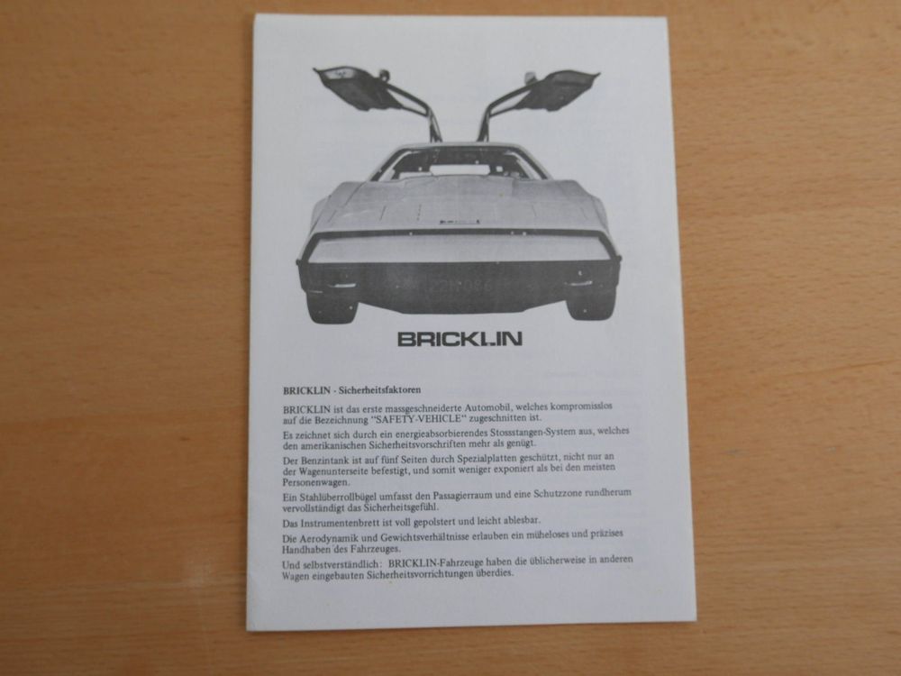 Oldtimer Auto Prospekt BRIKLIN 1975 | Kaufen auf Ricardo