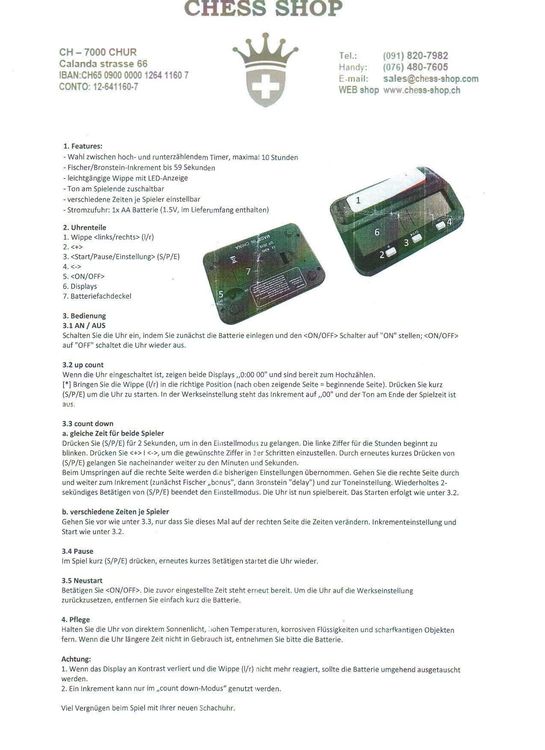 SCHACHUHR DIGITAL mit Bonusmodus (Neu und originalverpackt) in Chur für ...