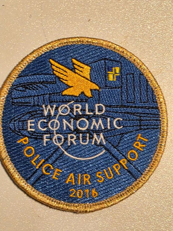 WEF 2016 Abzeichen Badge Police Air Support Davos Goldrand (Neu (gemäss ...