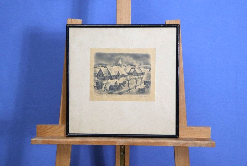 Edwin Keller, Lithographie von 1929, Polnisches Dorf (Gebraucht) in Zug ...