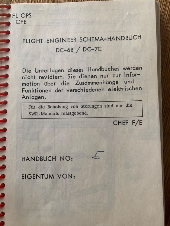 Swissair Flight Engineer Handbuch DC-6B/DC-7C 1950 (Gebraucht) in ...
