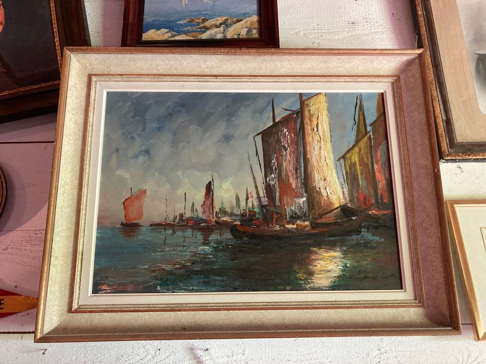 Tableau bateau MOREILLON Gemälde signé signiert bateau Segel (Gebraucht ...
