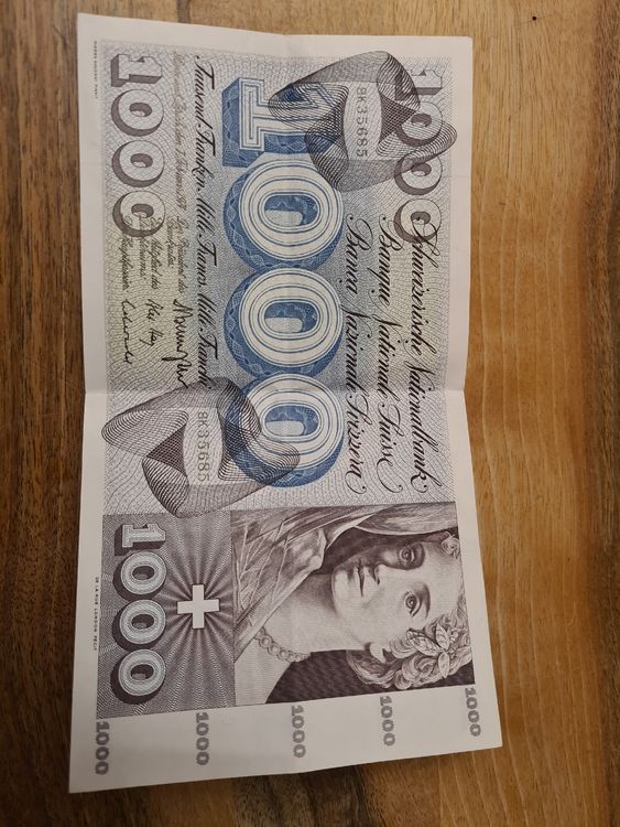 Banknote 1000 CHF 1974 (Gebraucht) in Chapella für CHF 335 – mit Lieferung auf Ricardo kaufen