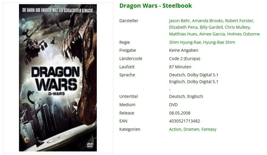 Dragon Wars - Steelbook (DVD) (Gebraucht) in Emmetten für CHF 3 – mit ...