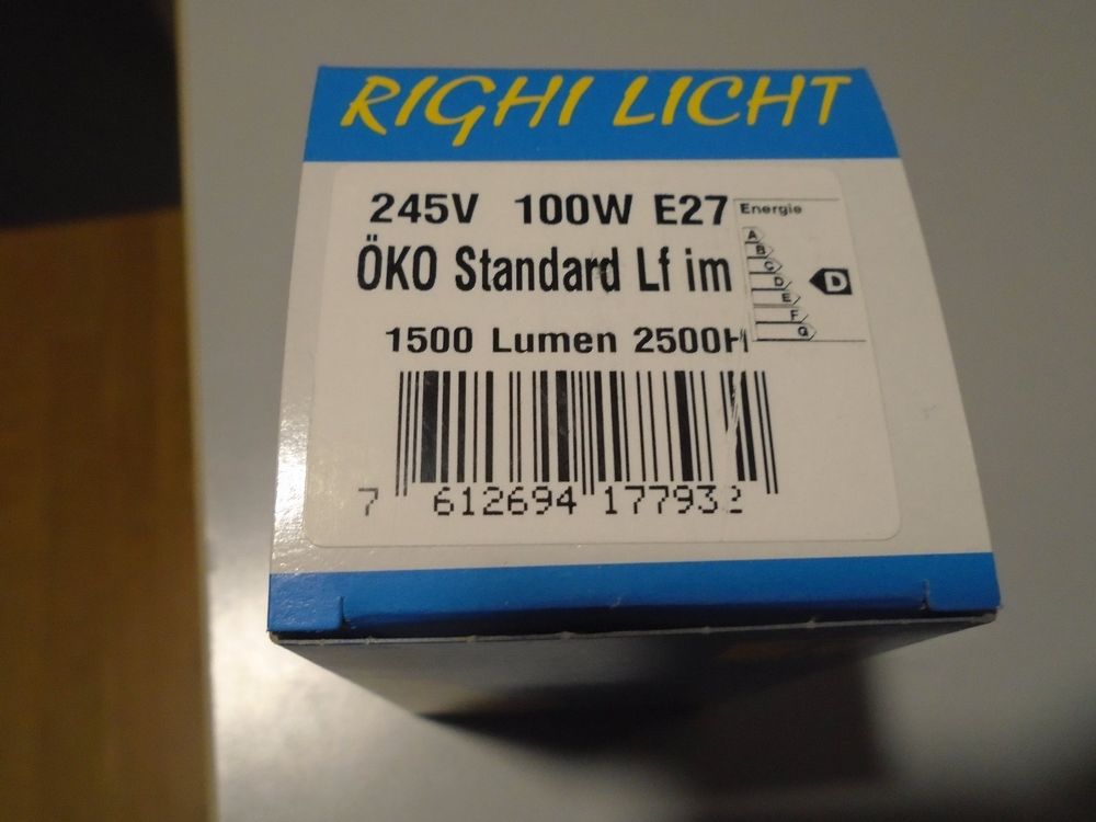 100 Watt E27 Glühbirnen Righi Light (Neu und originalverpackt) in Kilchberg ZH für CHF 12 – mit ...