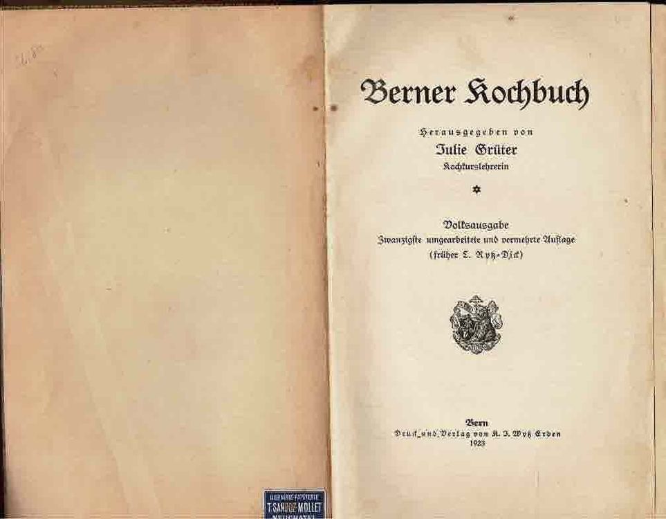 Julie Grüter: Berner Kochbuch | Kaufen auf Ricardo