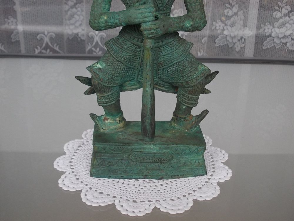 34 cm Thailändische Bronze Skulptur *Krieger* Tempel Wächter (Gebraucht ...
