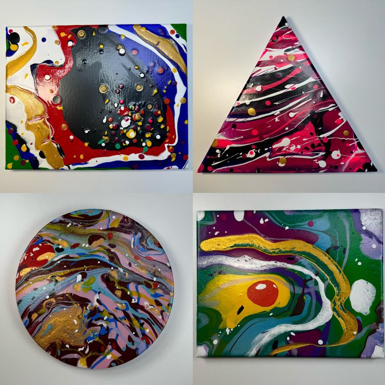 4x Abstrakte Acryl Gemälde, Fluid Painting, Unikate (Gebraucht) in Schlieren für CHF 25 – mit ...