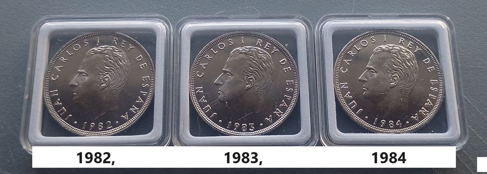 SPANIEN - 25 PESETAS 1975*80 bis 1984, KOMPLETT IN KAPSEL (Neu (gemäss Beschreibung)) in Tobel ...