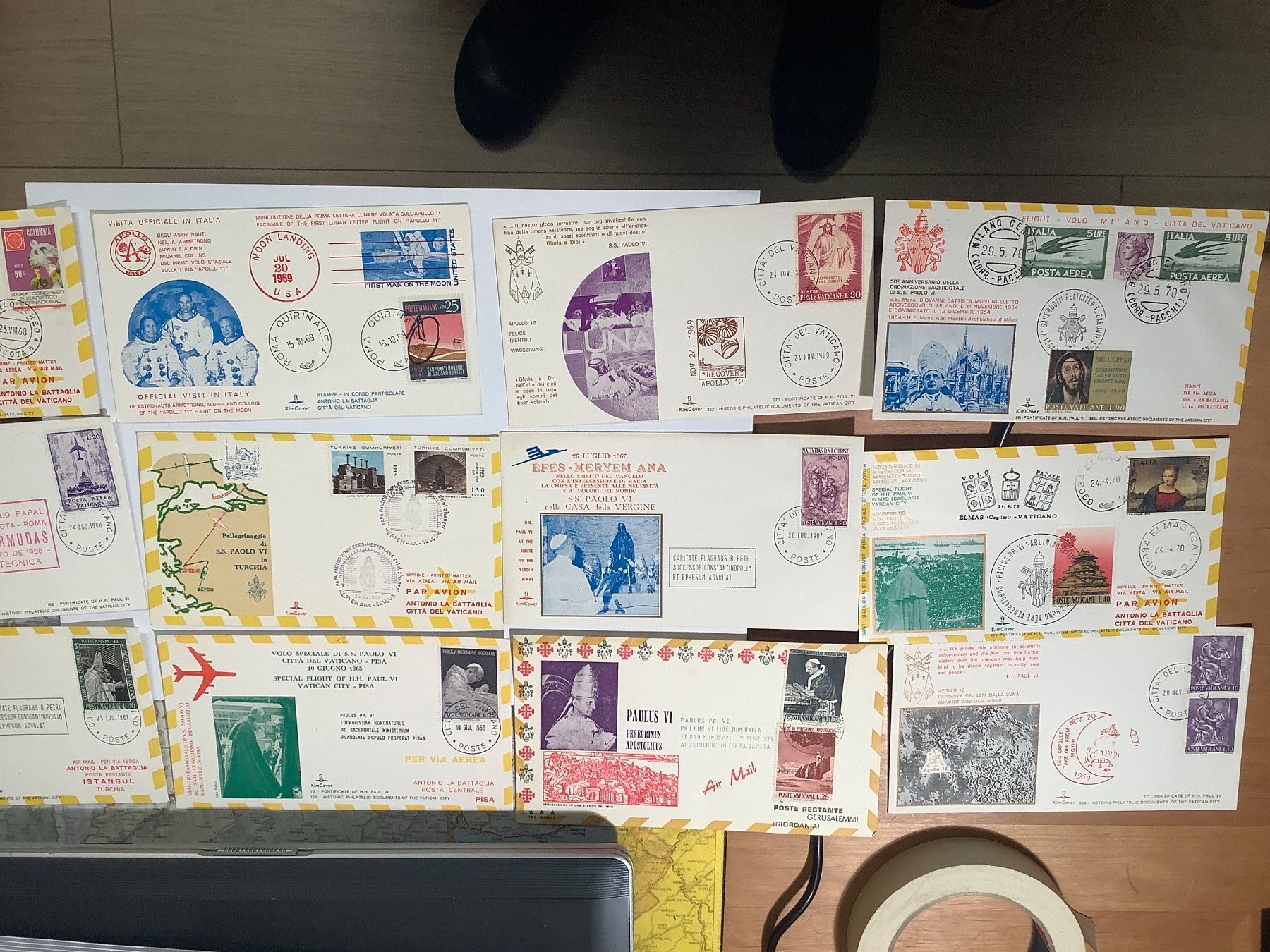 13 Belege Vatikan 1964 - 1970, Flugpost und Apollo (Gebraucht) in St ...