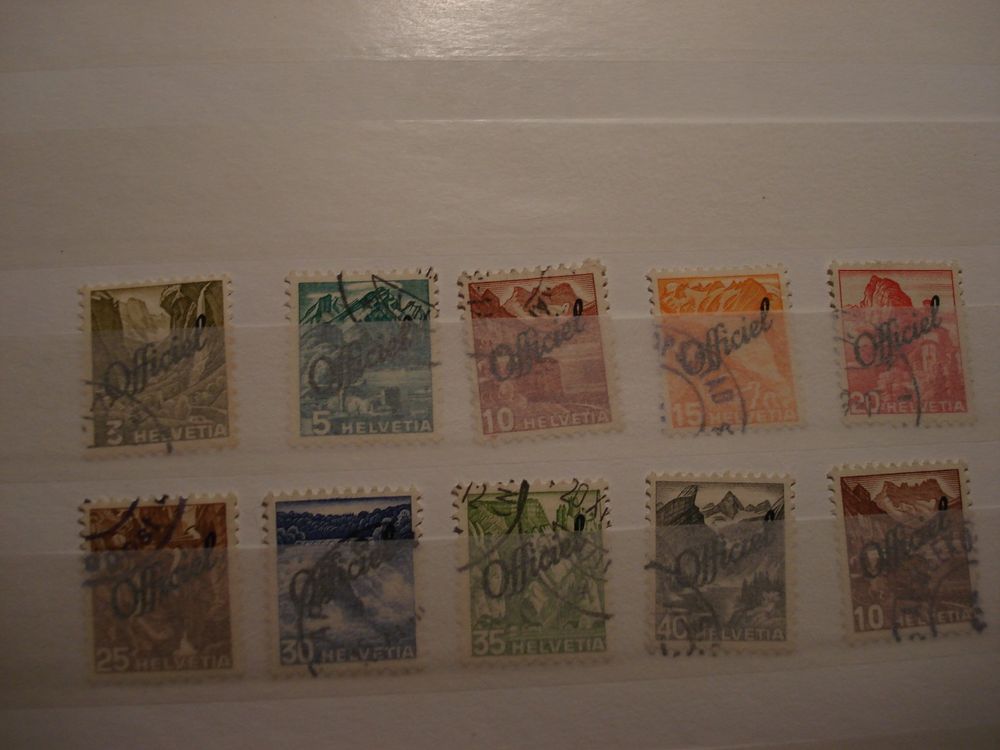 Satz Landschaften 1938, sauber o, Überdruck Officiel (Gebraucht) in Niederwil AG für CHF 1.6 ...
