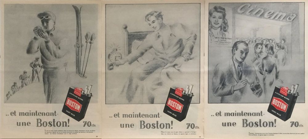 Boston Cigarettes - 6 alte Werbungen / Publicités 1949 (5) (Gebraucht ...